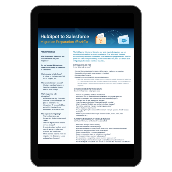HubSpot to Salesforce Migration Checklist - CloudKettle
